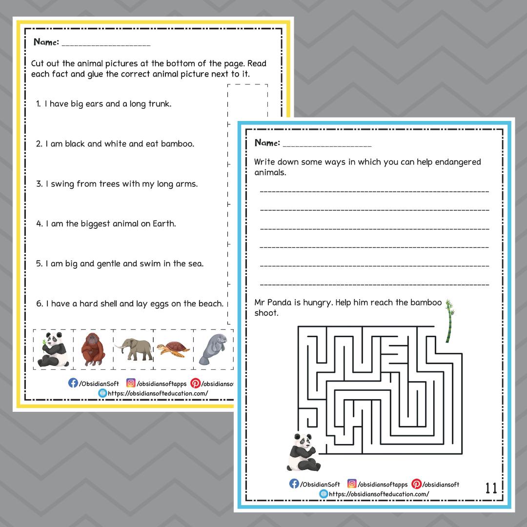 Free Endangered Animals Worksheets for Grade 1 – Perfect for Endangered ...