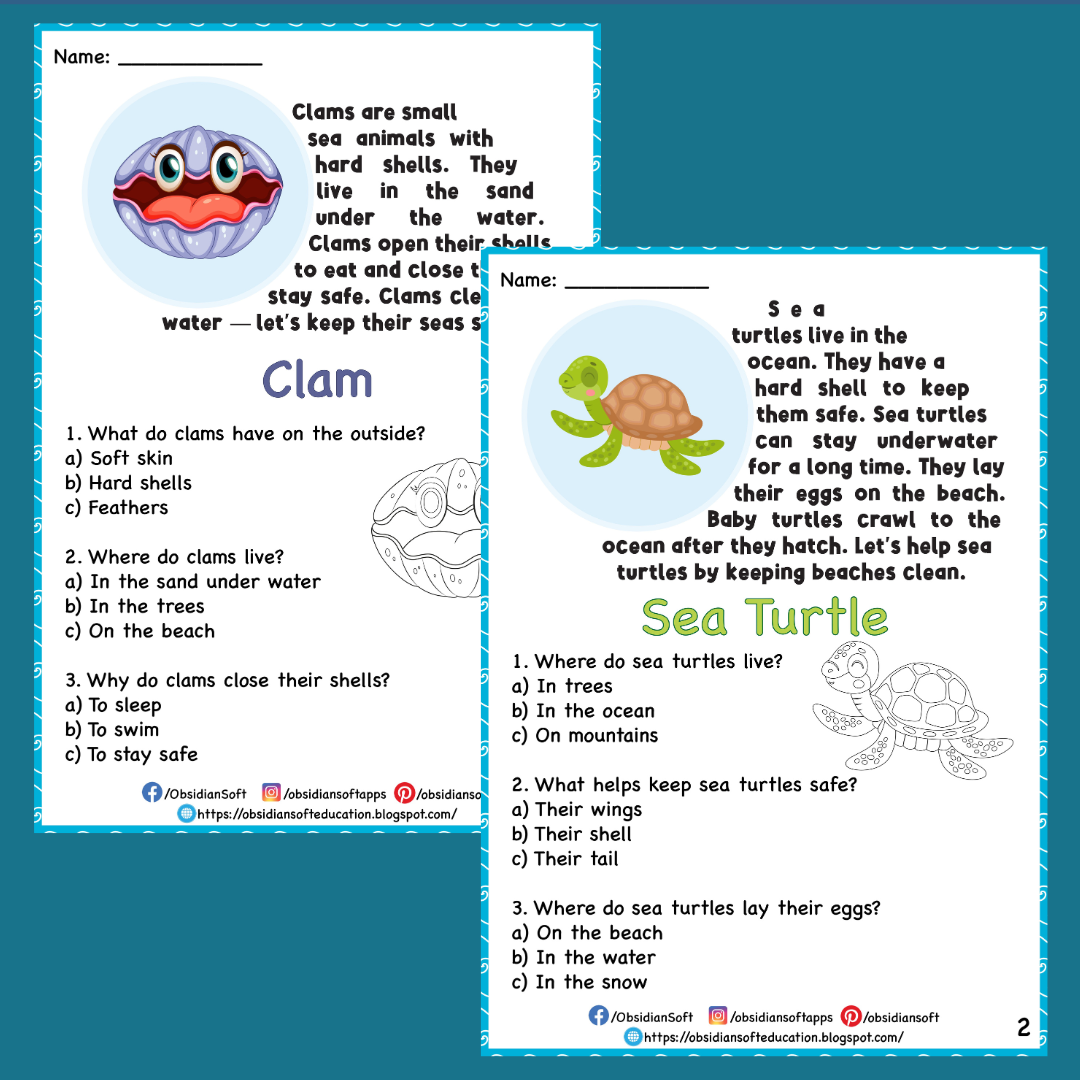 Celebrate World Ocean Day with Sea Animal Worksheets for Kids with FREE ...