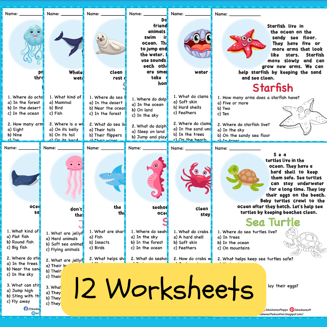 Celebrate World Ocean Day with Sea Animal Worksheets for Kids with FREE ...