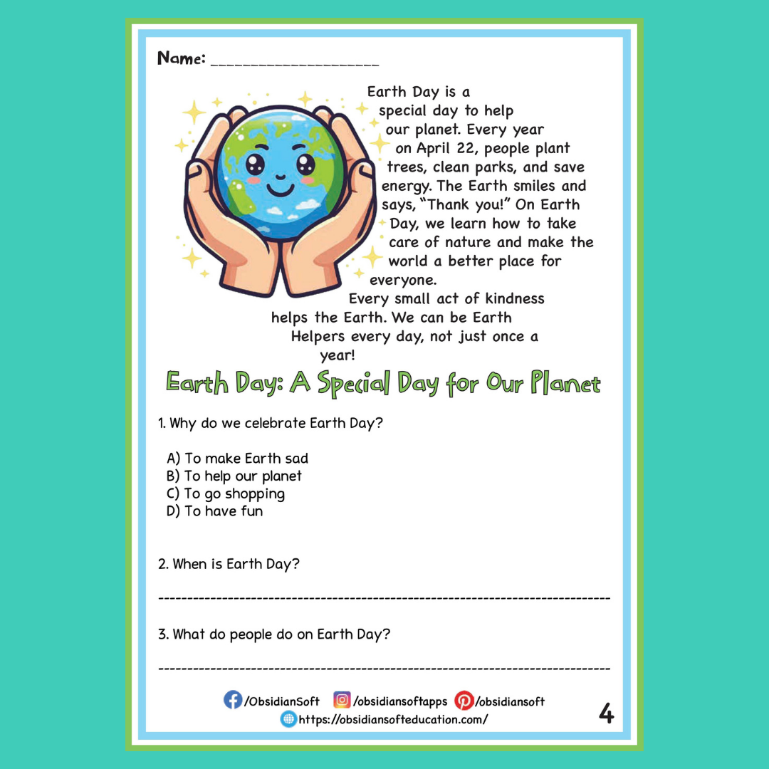 12 Earth Day Worksheets for Kids: Fun Reading Comprehension Activities ...
