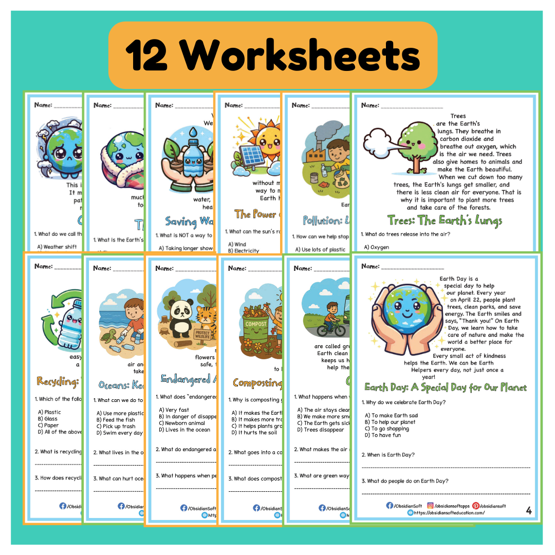 12 Earth Day Worksheets for Kids: Fun Reading Comprehension Activities ...