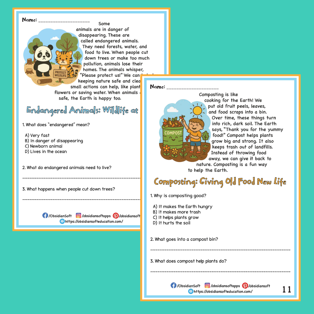 12 Earth Day Worksheets for Kids: Fun Reading Comprehension Activities ...
