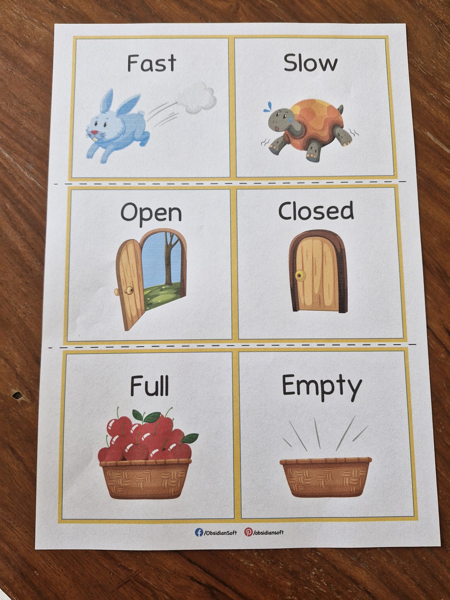 Opposites Flashcards for Kindergarten and Grade 1 - ObsidianSoft