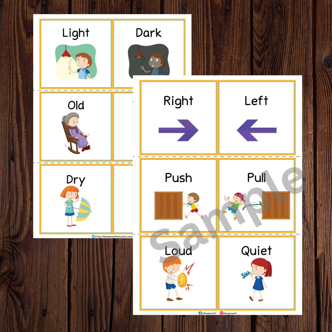 Opposites Flashcards for Kindergarten and Grade 1 - ObsidianSoft