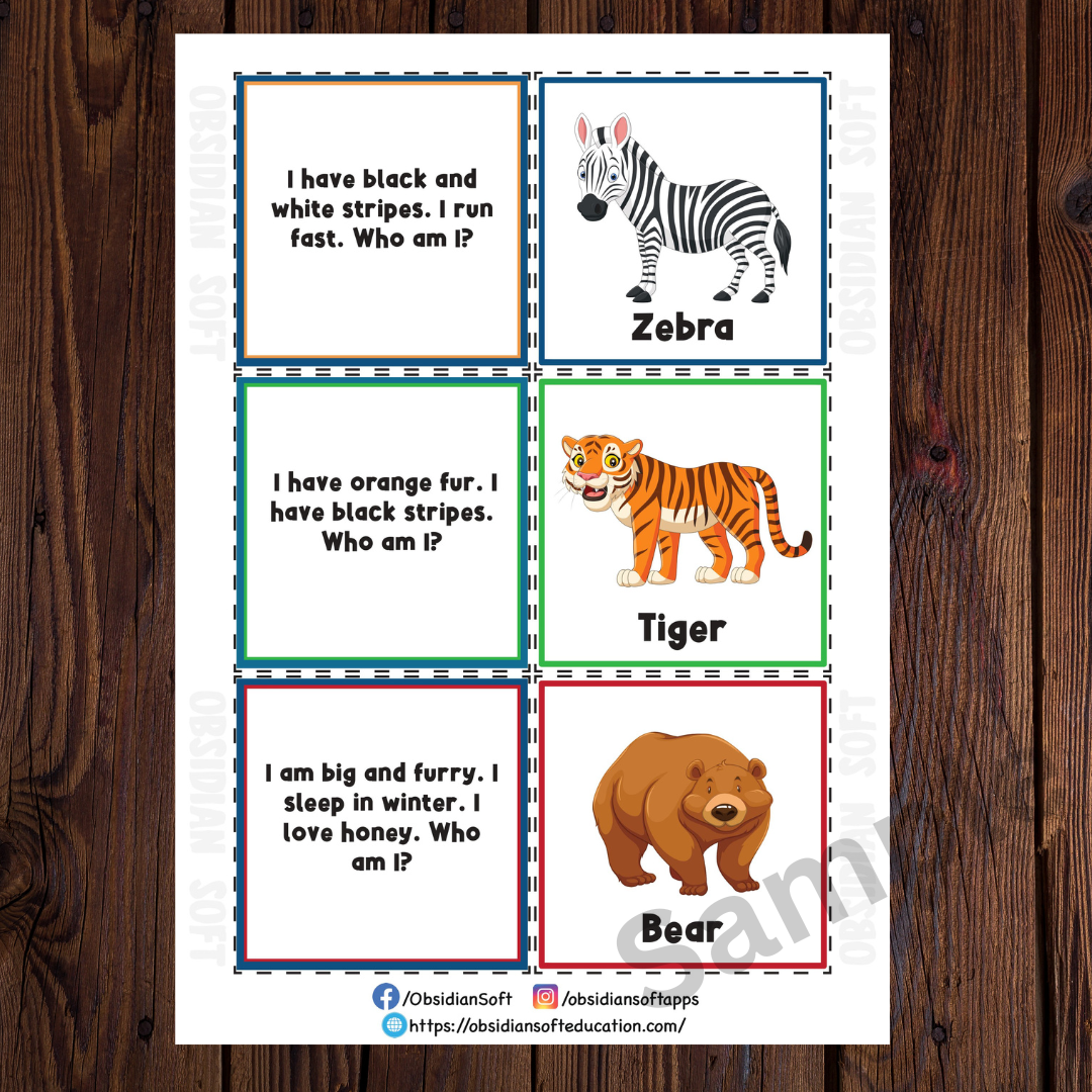 Animal Riddles for Kids - Animal Flashcards for Kindergarten - ObsidianSoft