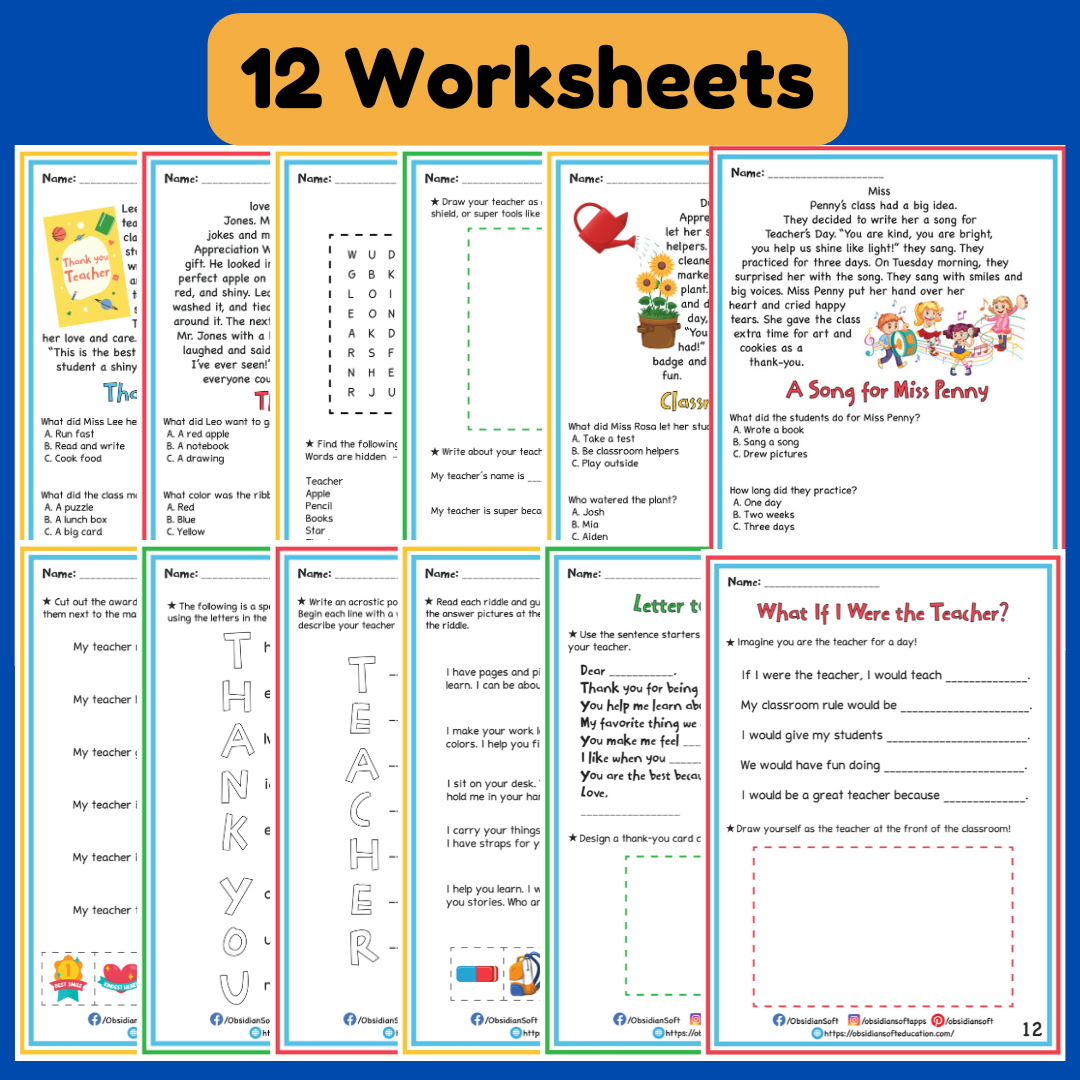 Celebrate Teachers with Fun and Meaningful Worksheets for Grade 1 ...