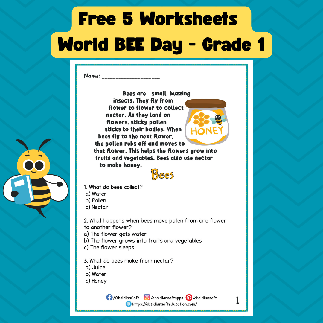World Bee Day Free Worksheets for Grade 1 – Fun and Educational ...