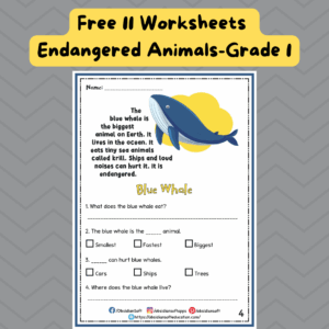 Free Endangered Animals Worksheets for Grade 1 – Perfect for Endangered ...