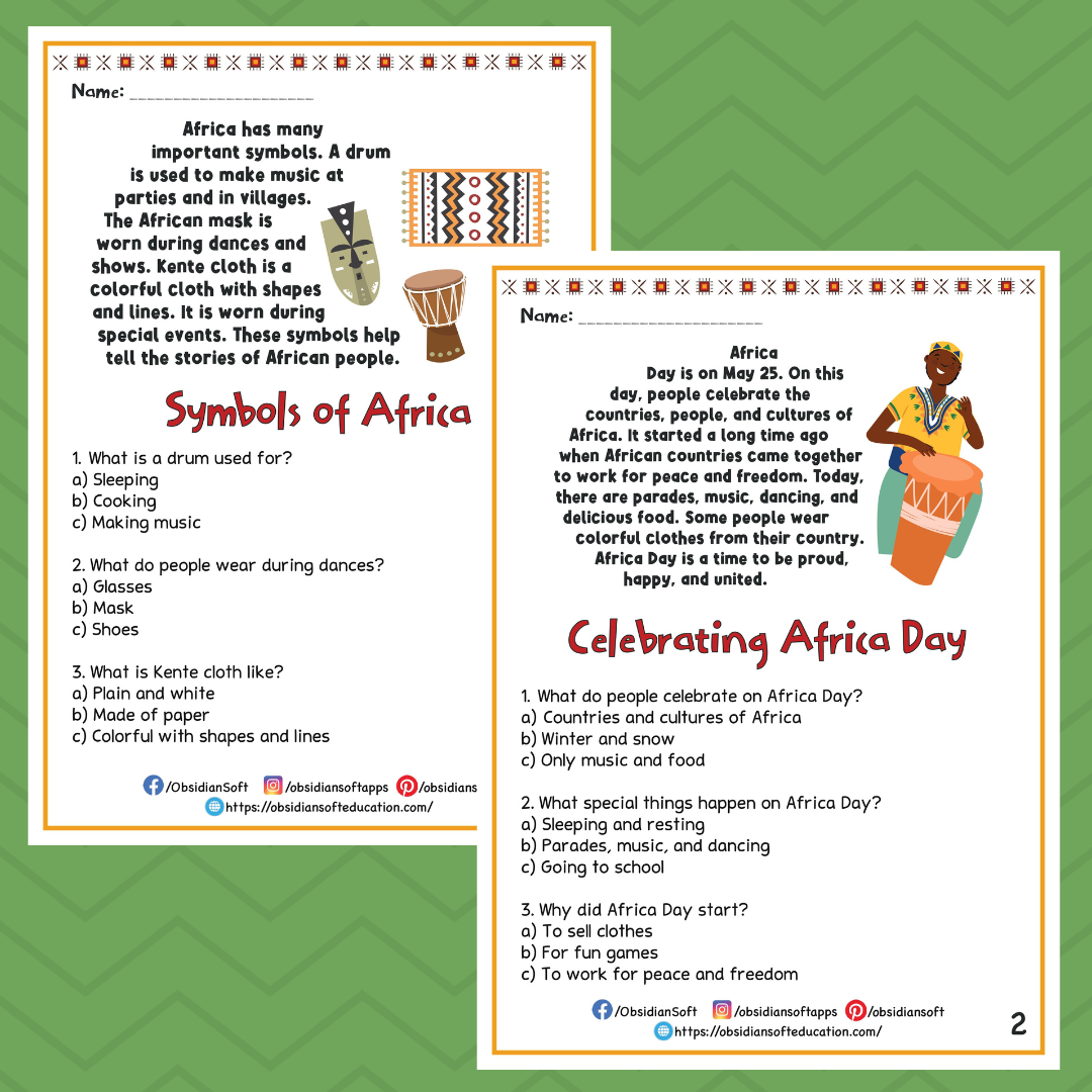 Celebrate Africa Day with Free Printable Worksheets for Kids - ObsidianSoft