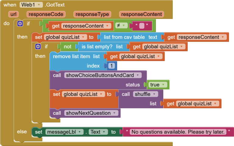 Dynamic Quiz App in MIT App Inventor - How to get Quiz Questions from ...